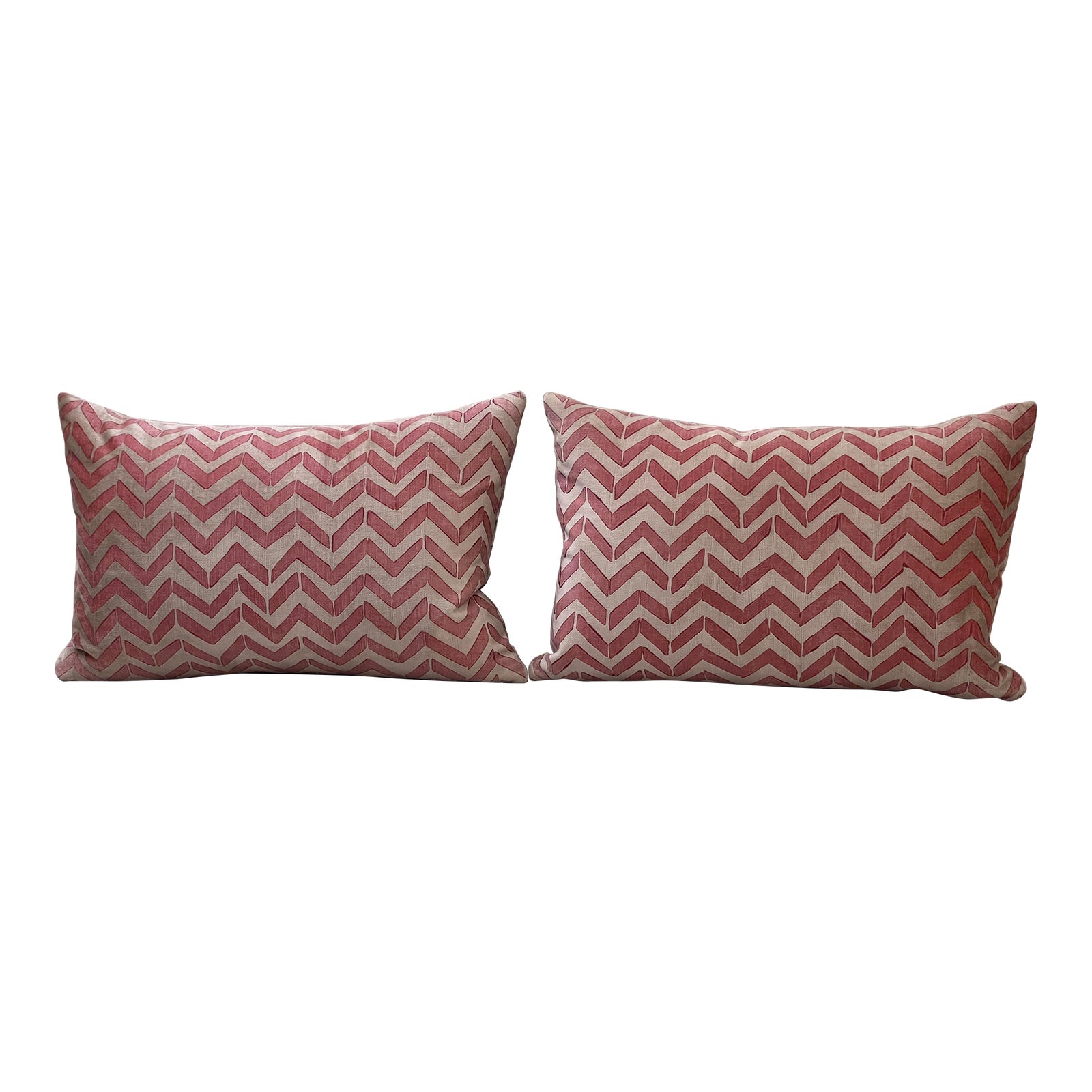 Galbraith & Paul Coral Chevron Pillows, a Pair | Chairish
