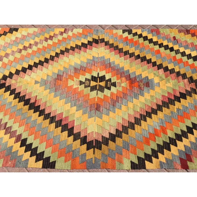 Vintage Diamond Design Kilim Rug | Chairish