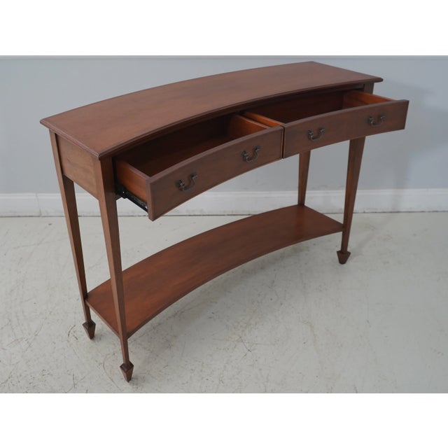 Mahogany 2 Drawer Crescent Shape Console Wall Table | Chairish