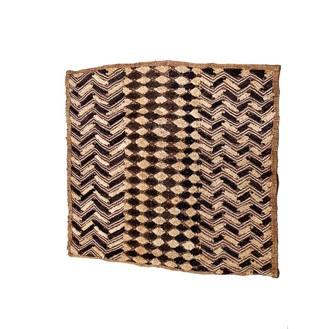 African Tribal Kuba Kasai Raffia Textile 23" by 22" | Chairish