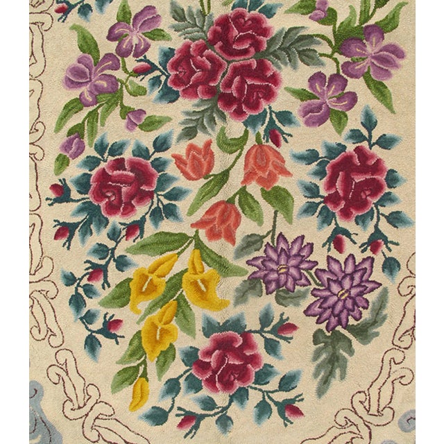 Large Antique Fine American Hooked Rug With French Floral Design in ...