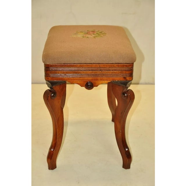 19th Century Victorian Walnut Briggs' Adjustable Piano Bench, Stamped ...