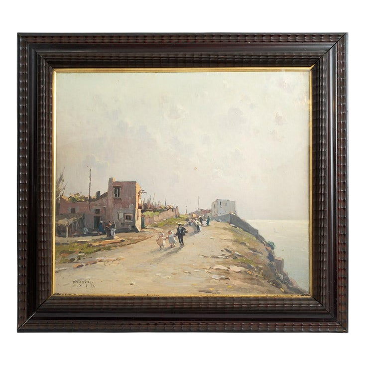 Nicolas De Corsi, A Coastal Strip, Oil Painting on Canvas, Framed ...