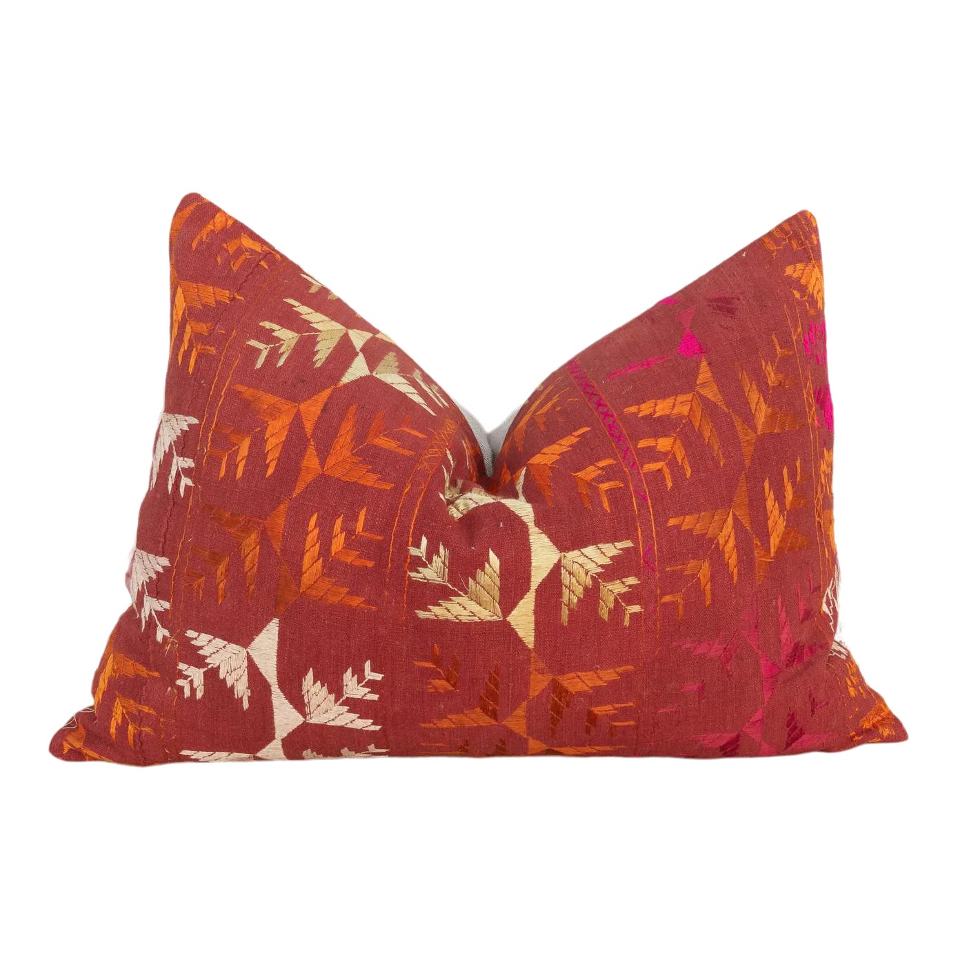 Luma Antique Indian Folk Lumbar Pillow | Chairish