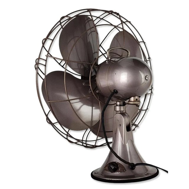 Vintage Circa 1961 Emerson Type 77648-Te Oscillating Desk Fan | Chairish