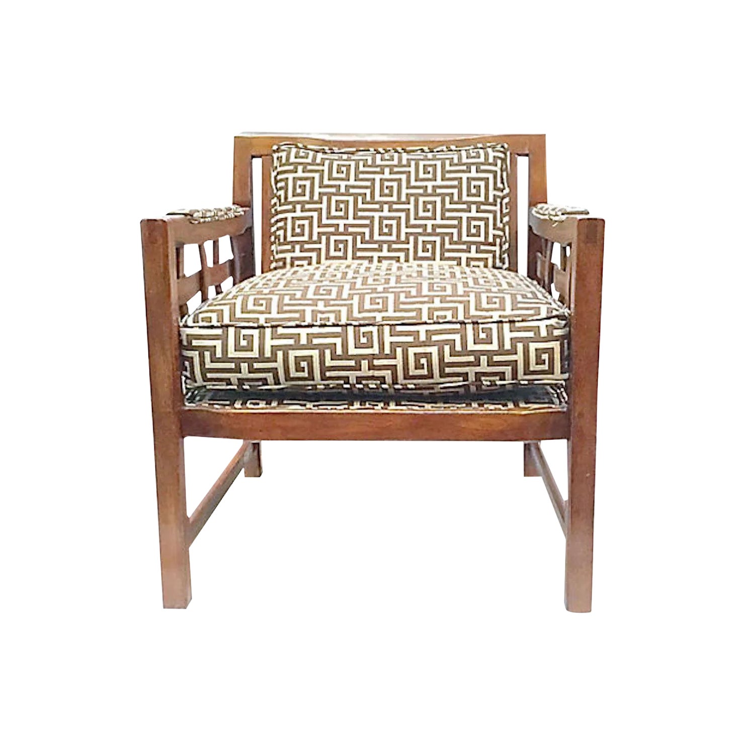 1960s Vintage Greek Key Club Chair | Chairish