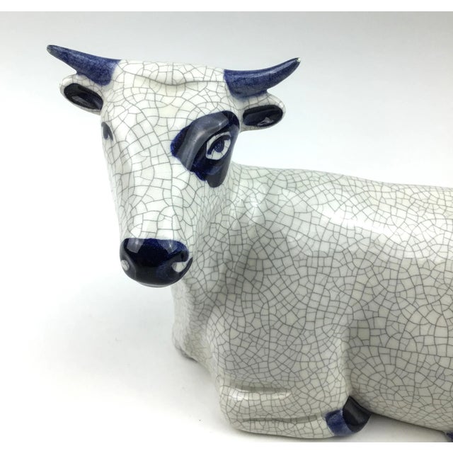 Vintage Hand Fired Artisan Pottery Cow From the Manger | Chairish