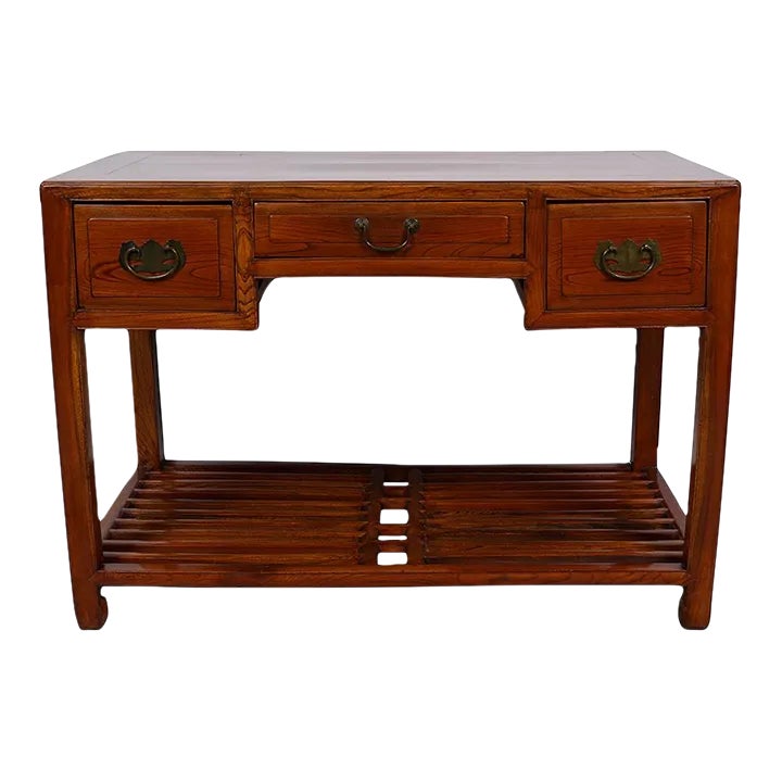 19th Century Chinese Carved Beech Wood Writing Desk | Chairish