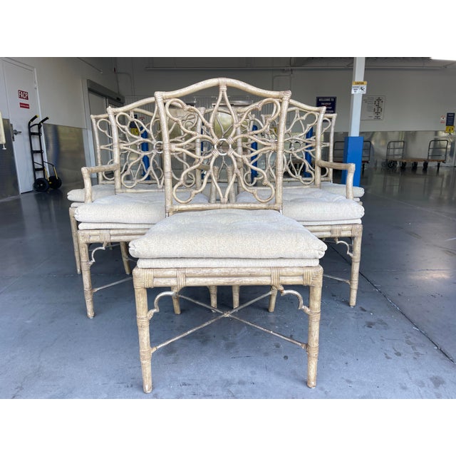 Ferguson Copeland “Pavilion” Fretwork Dining Chairs – Set of 6 Palm ...