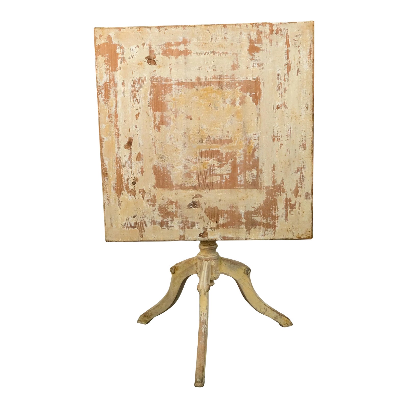 19th Century French Country Gueridon Tilt Top Table With Scraped Paint ...