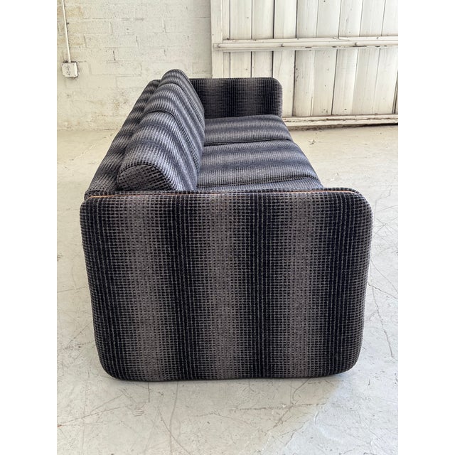 Newly Upholstered Vintage Chiclet Style Sofa With Wood Trim | Chairish