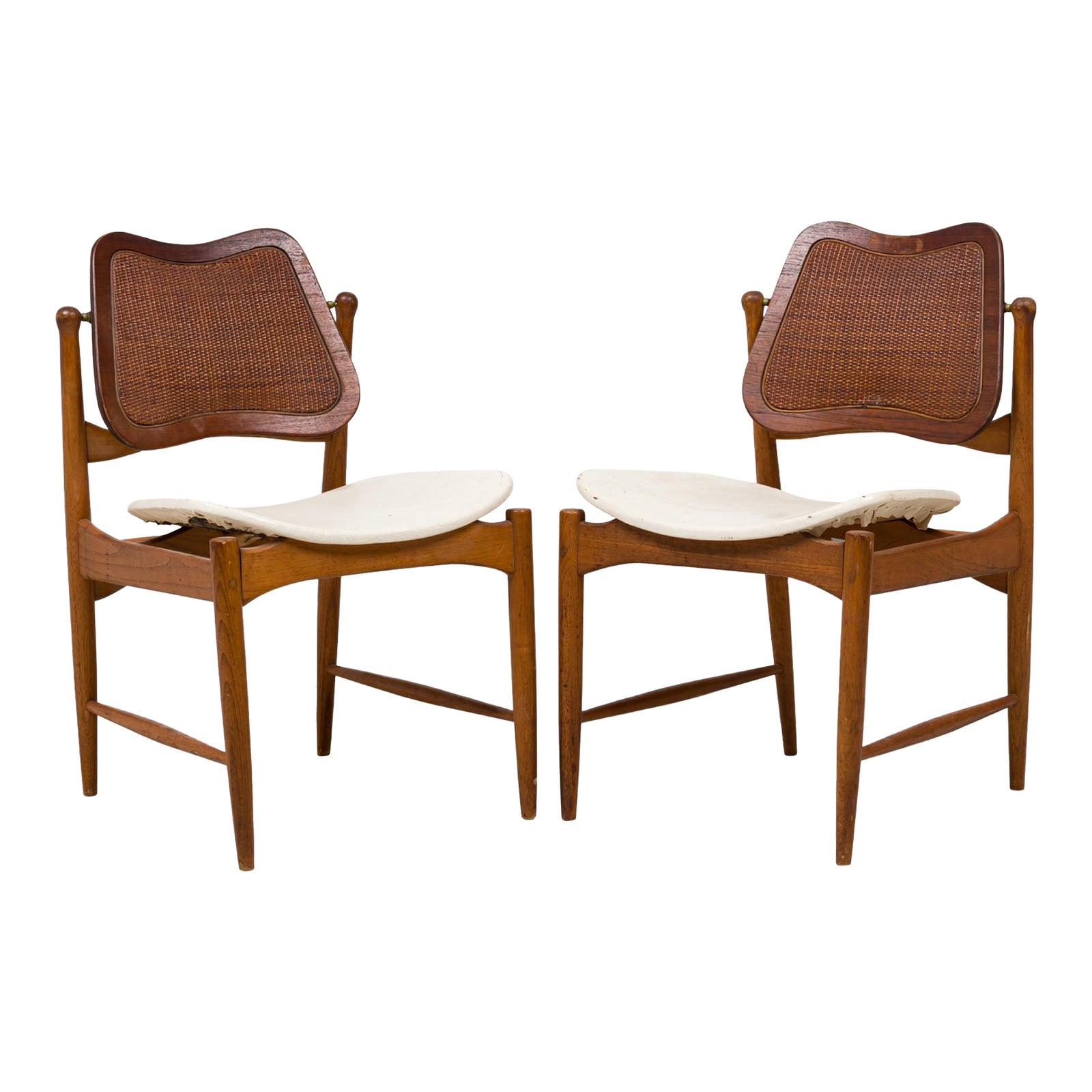 Arne Vodder Mid-Century Danish Caned Swivel Back Dining Side Chairs - a ...