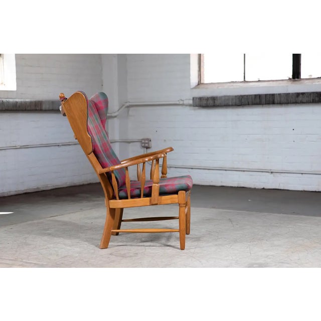 Danish 1950s Midcentury Country Style Wingback Armchair in Solid Oak ...