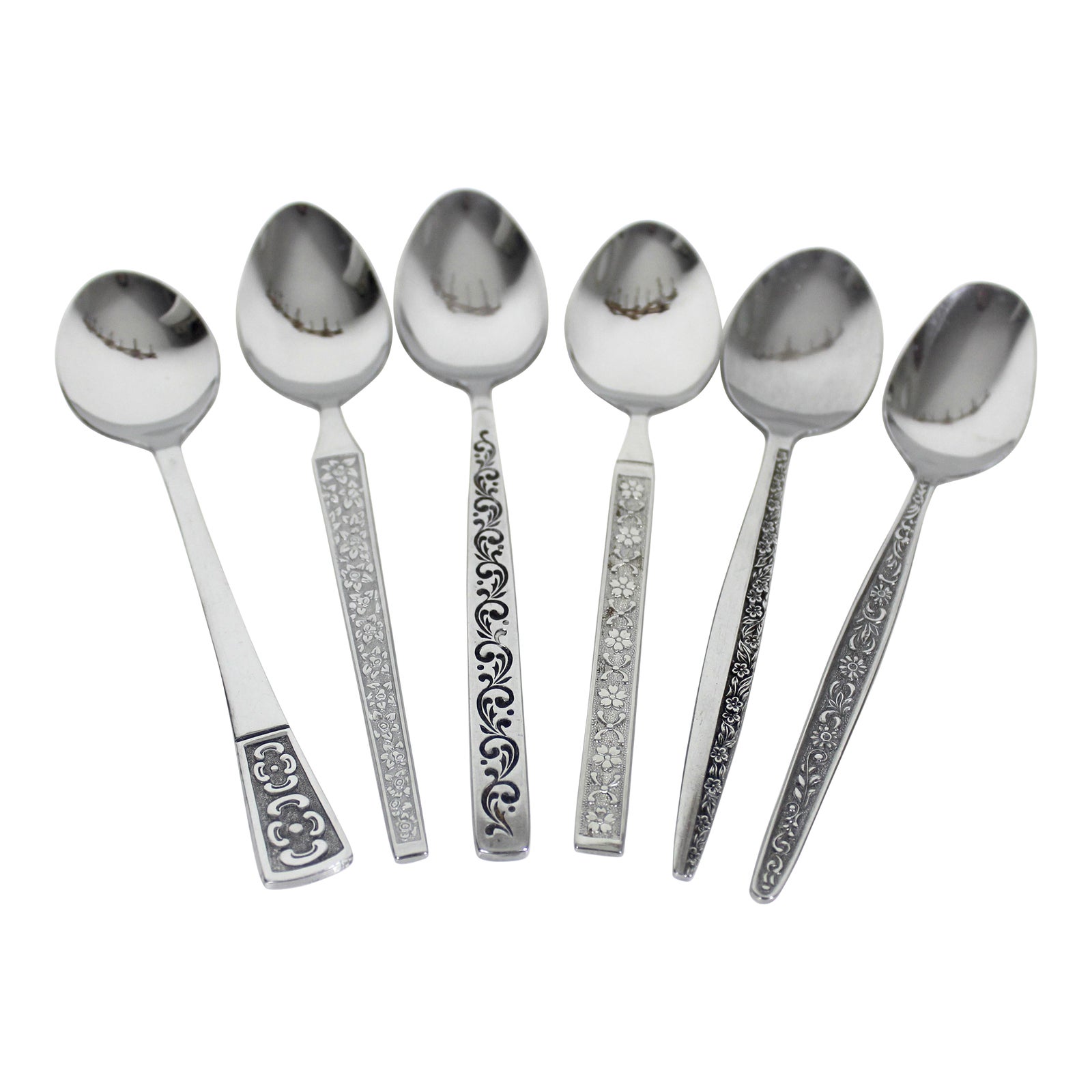 Curated Set of 6 Mid Century Modern Stainless Steel Tea or Dessert ...