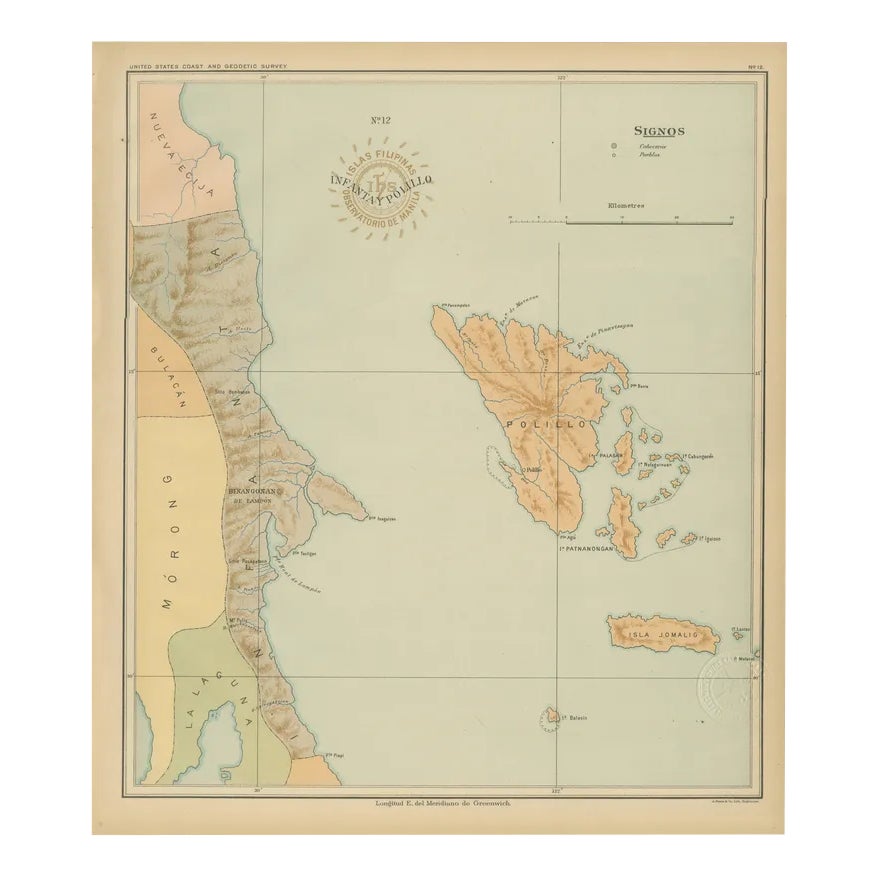 Map of Polillo Islands and Eastern Luzon Coast of Manila, 1899 | Chairish