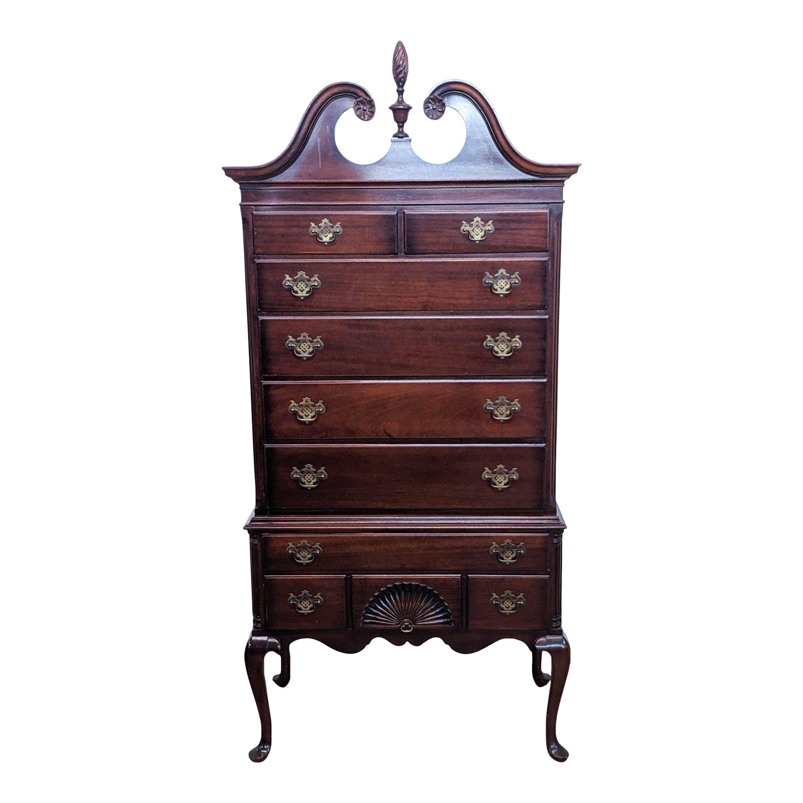 Kling New York Tall Mahogany Dresser With Brass Handles | Chairish