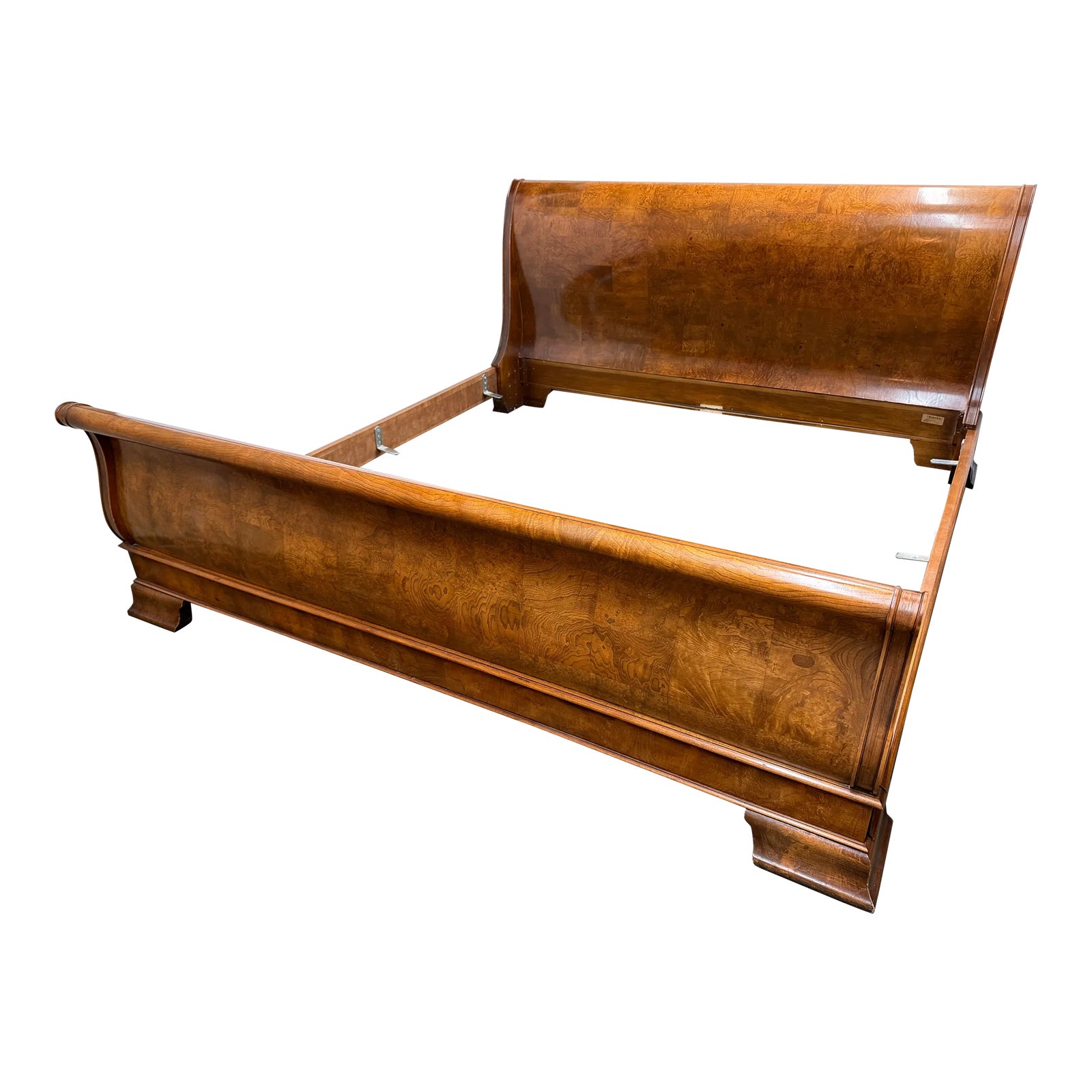 Eastern King Size Henredon Charles X Burlwood Bed Frame | Chairish