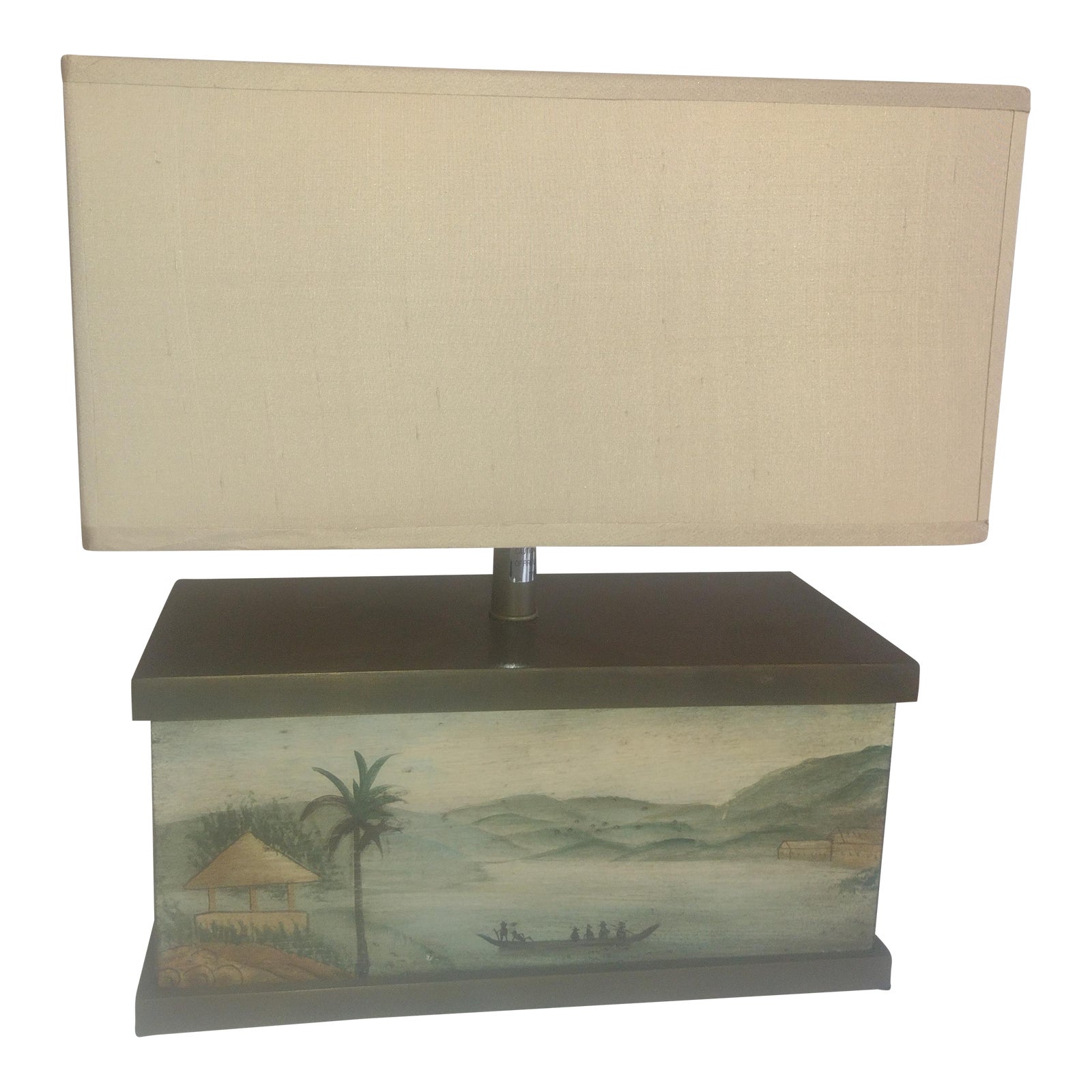 Baker's Randolf Hand-Painted Landscape Accent Table Lamp From the ...