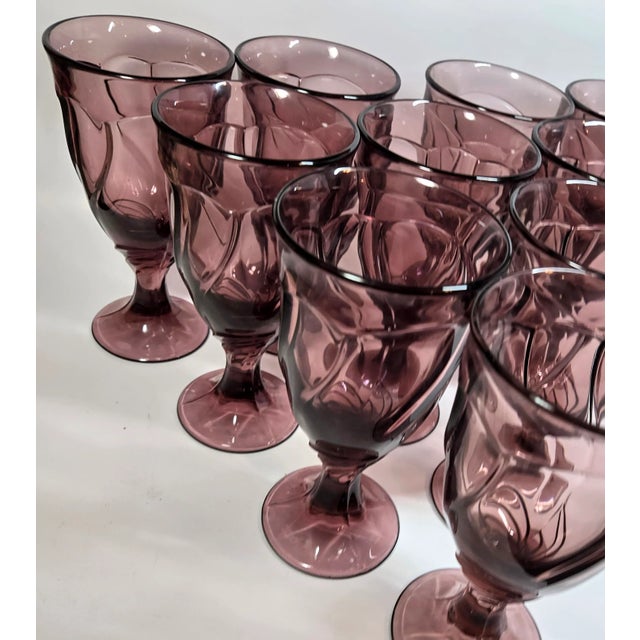Cranberry Swirl Goblets- Set of Ten | Chairish
