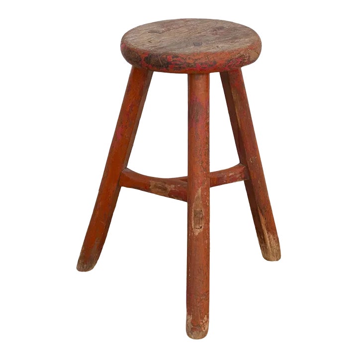 Rustic Farmhouse Asian Stool | Chairish