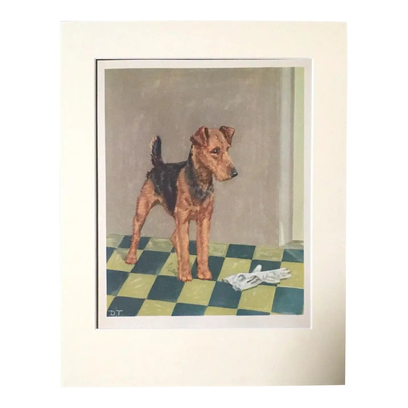 Diana Thorne Dog Print in 11x14 Mat: "An Airedale Waiting For His ...