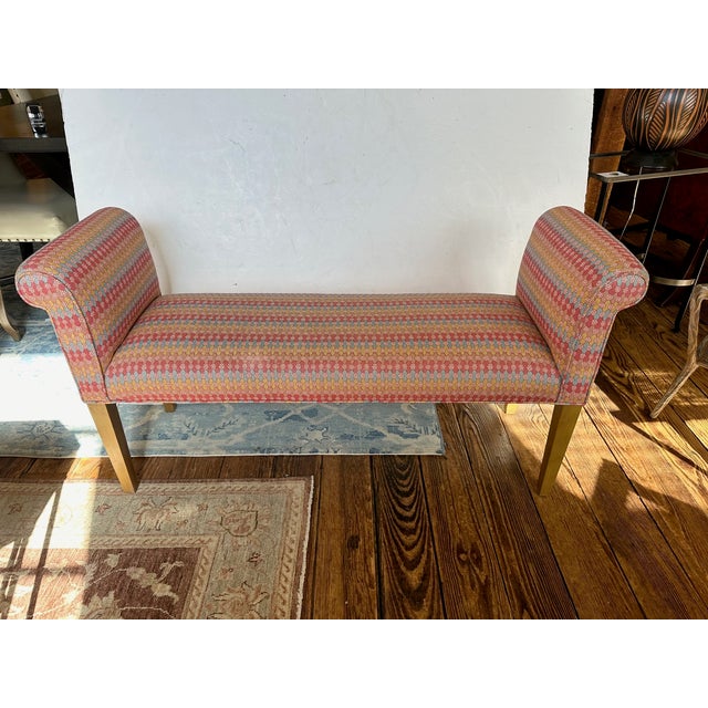 Upholstered Benches With Bolster Pillows -A Pair | Chairish