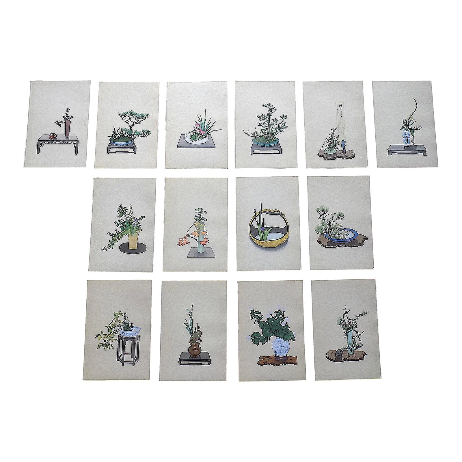 Vintage 1935 Japanese Flower Arrangement Lithographs - Set of 14 | Chairish