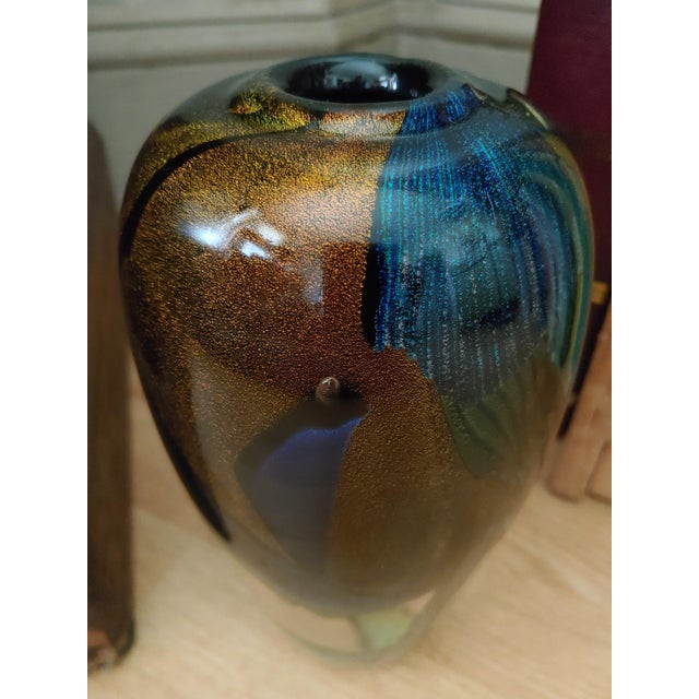 1995 Signed Randy Strong Dichroic Art Glass Vase | Chairish