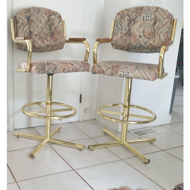 Mid 20th Century Chromecraft High Stools | Chairish