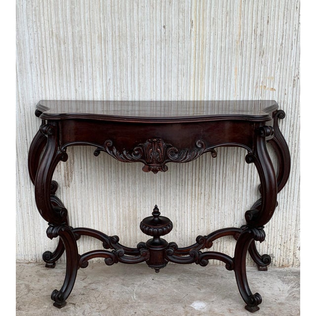 20th Century French Regency Carved Walnut Console Table With Drawer ...
