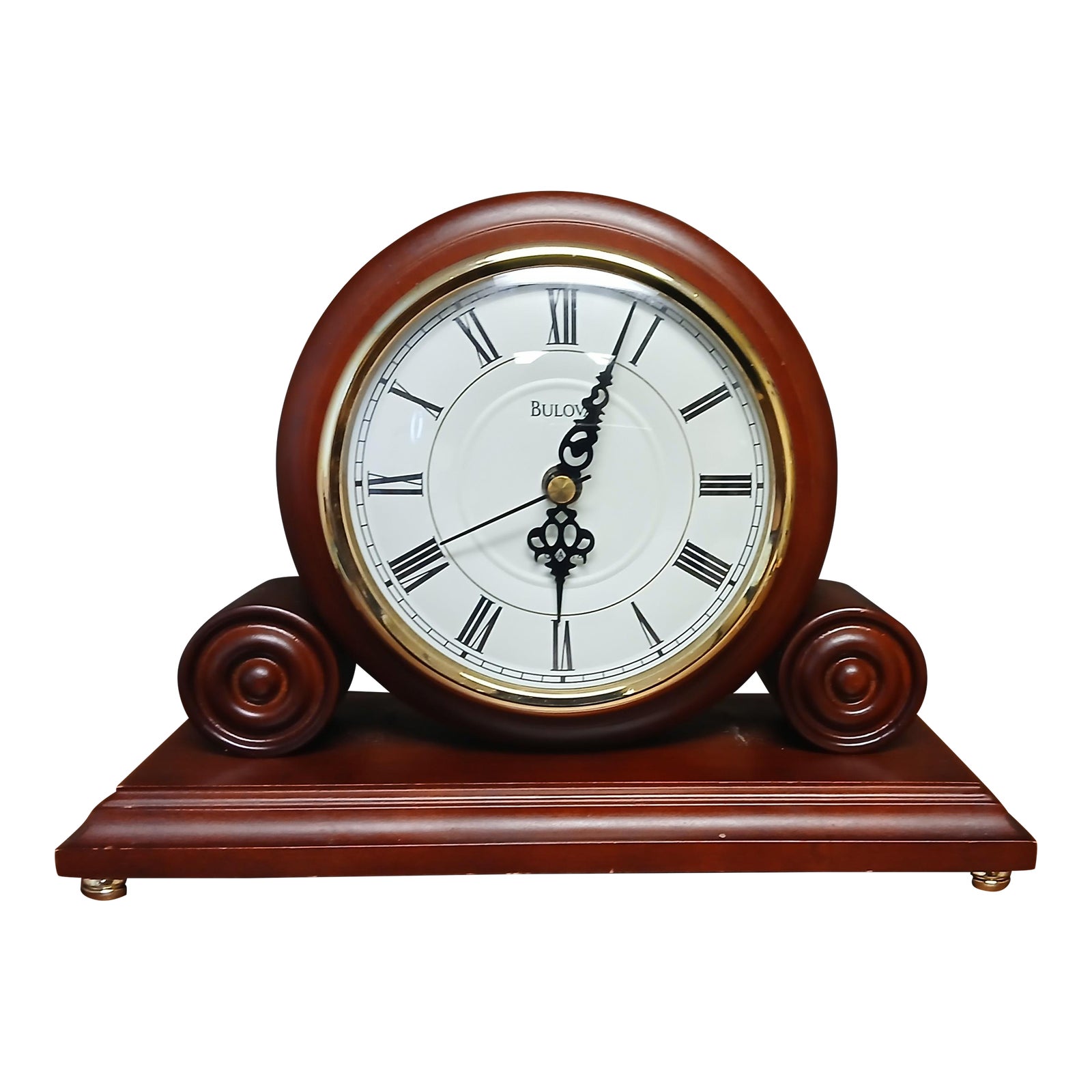 1970s Bulova Walnut Mantel Clock, Model B1895 | Chairish