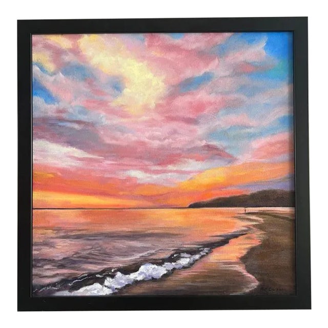 "Michigan Sunset" Original Oil Seascape Painting by Pat Carbone | Chairish