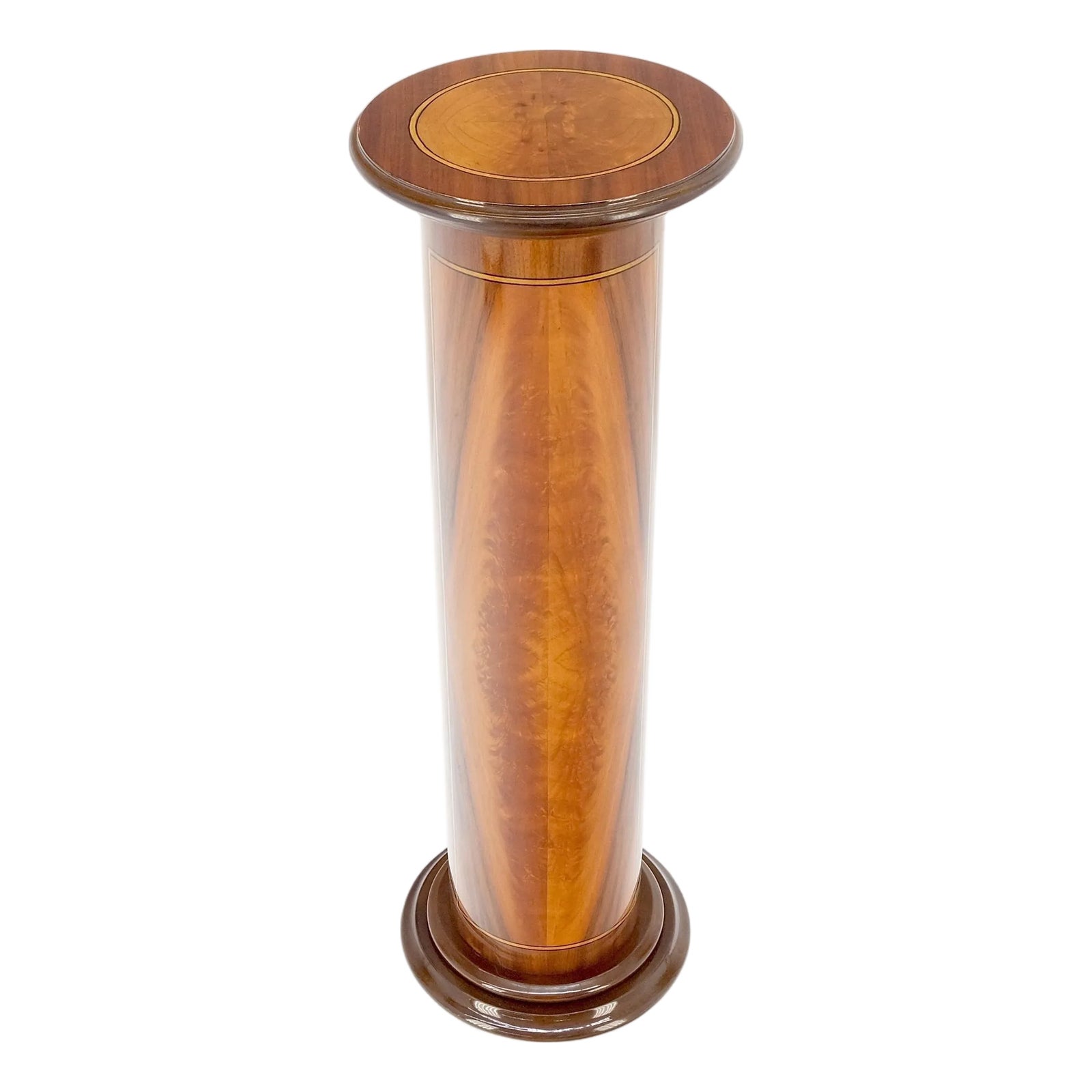 Lacquered Burl Wood Mid Century Modern Tall Lamp Table Stand Pedestal ...