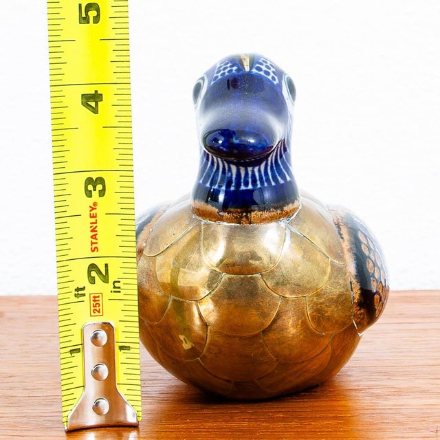 Mid-Century Modern Blue and Gold Ceramic Duck Decorative Table ...