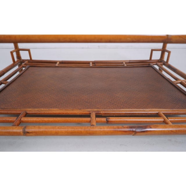 Bamboo Rectangular Glass Top Coffee Table | Chairish