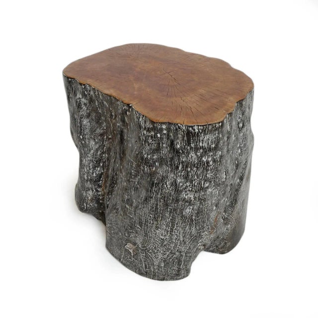 Burnt Lychee Wood Stool | Chairish
