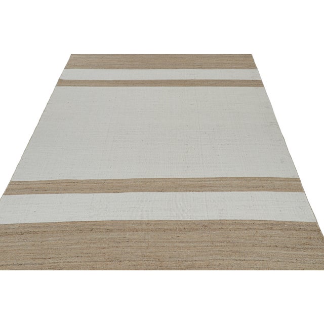 2010s Rug & Kilim’s Contemporary Jute Flat Weave in White and Beige ...