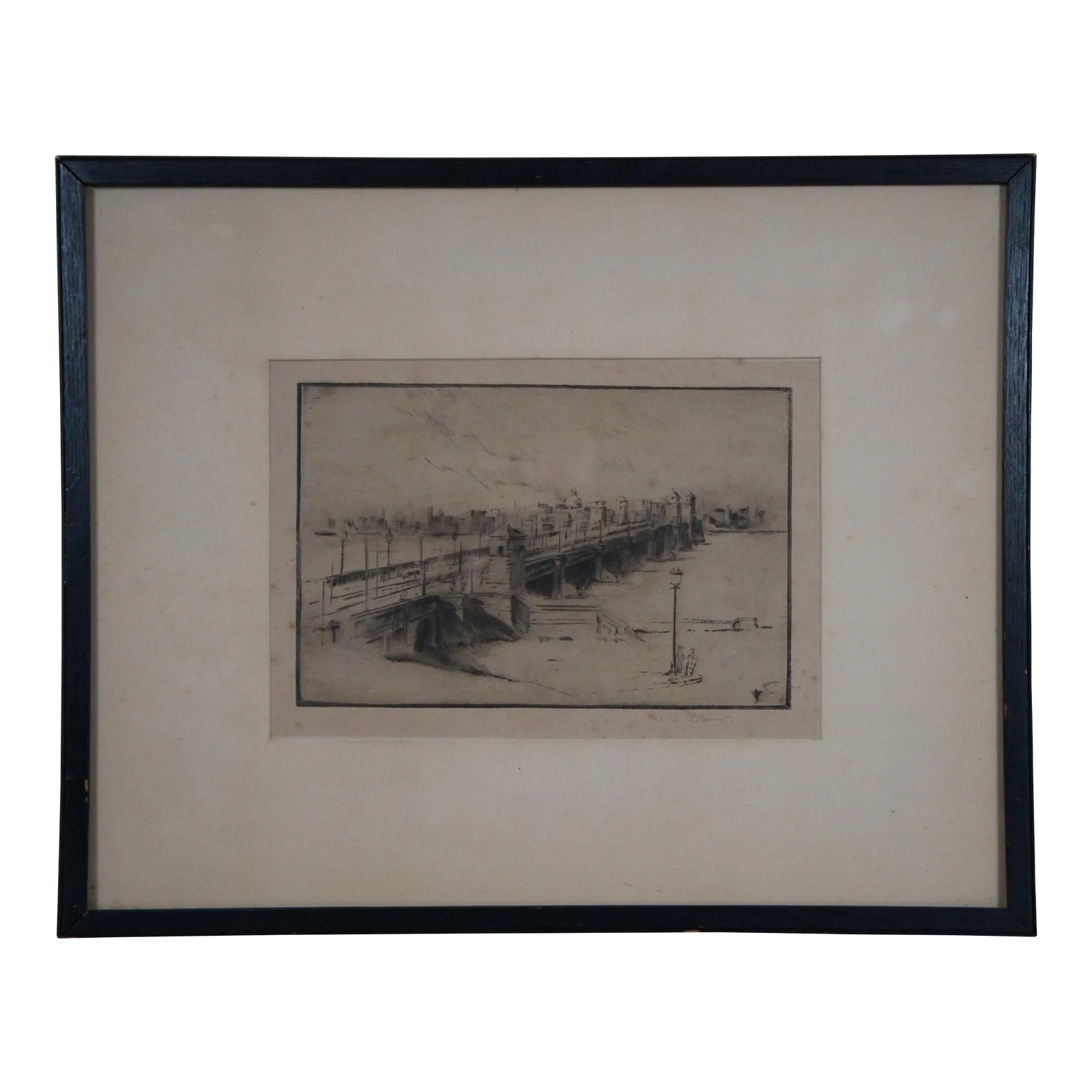 Antique Alexander Blum Hungarian Bigelow & Jordan Bridge Etching 18 ...