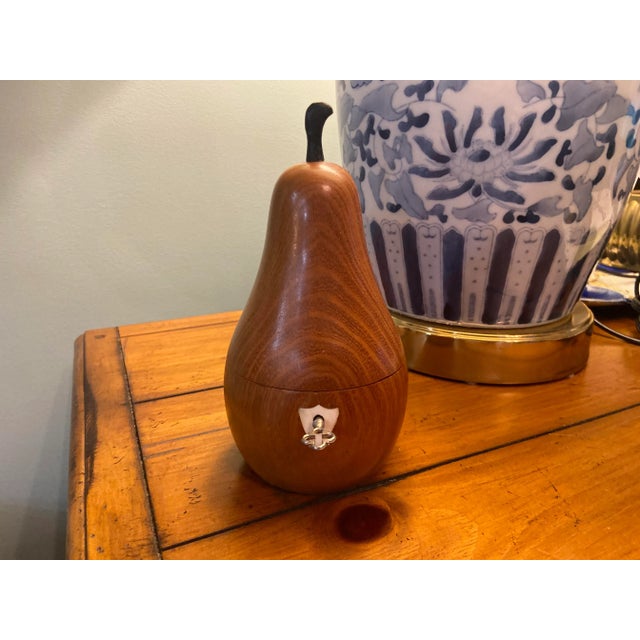 Antique Pear Form Treen Tea Caddy Box With Key | Chairish