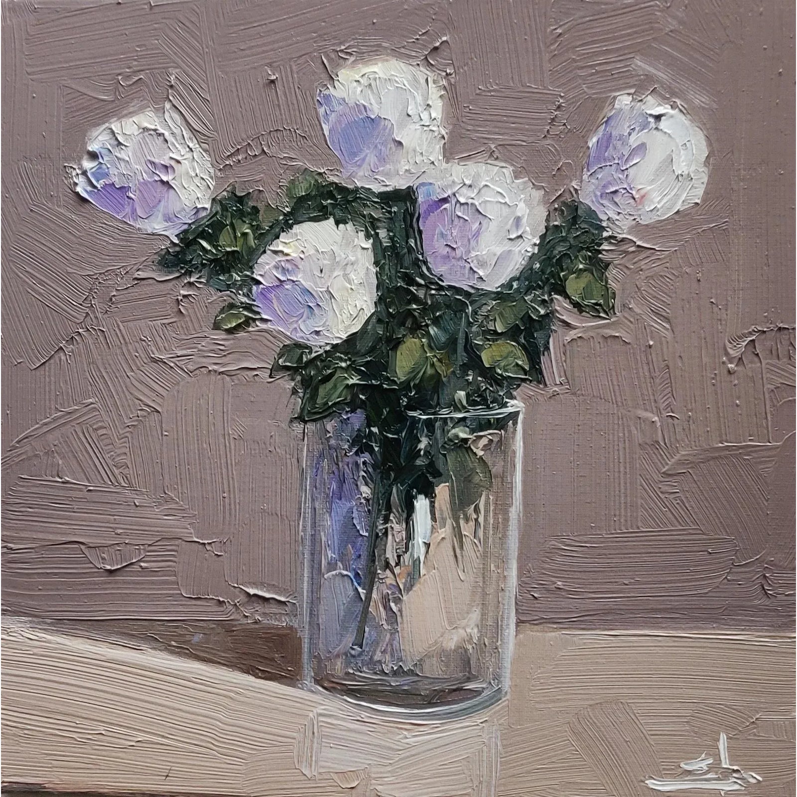 White Roses Oil Painting by Vivek Mandalia | Chairish