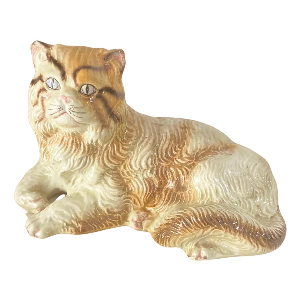 Large Italian Cat Figurine in Ceramic, 1970s | Chairish