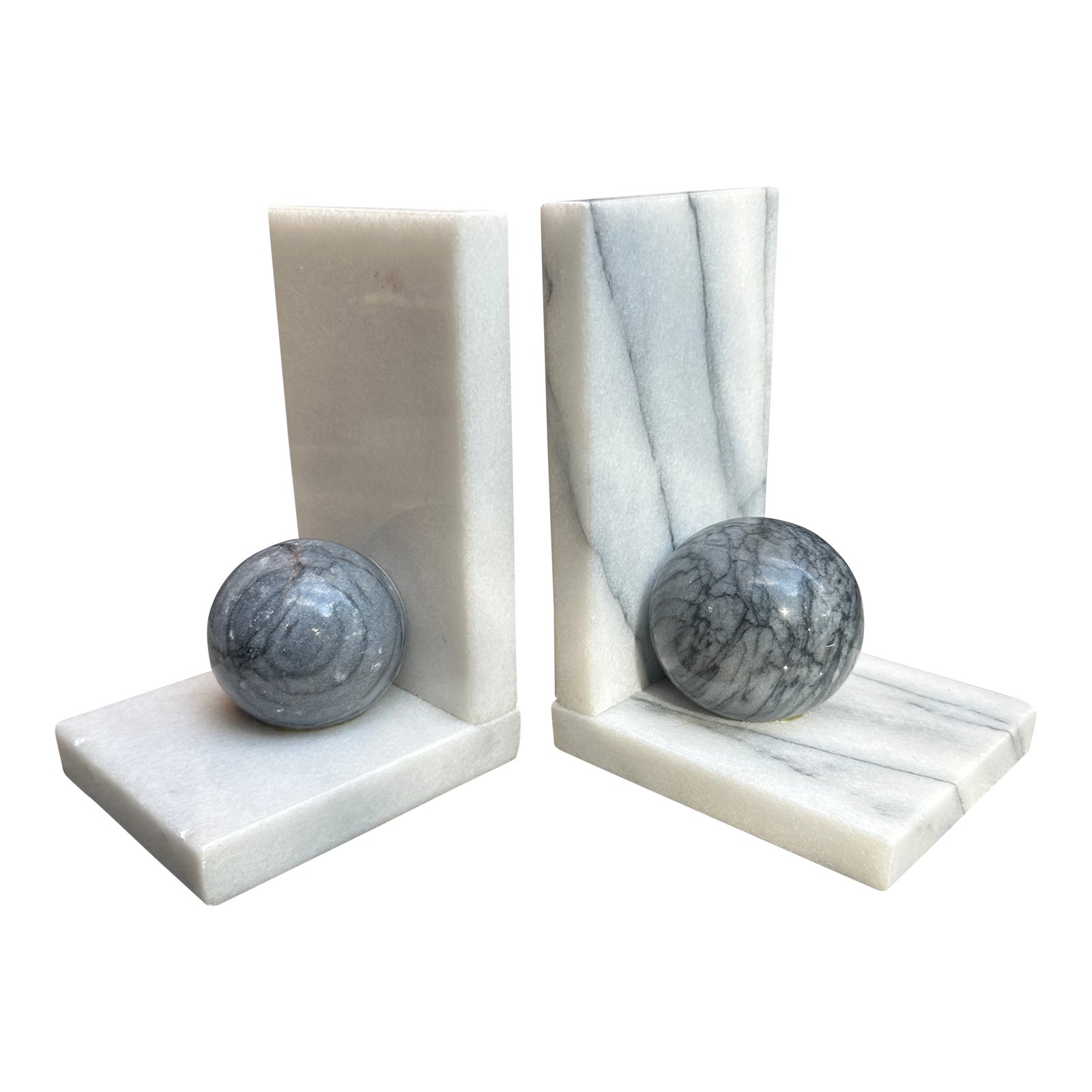 Antique Art Deco Marble Geometric Bookends – A Pair | Chairish