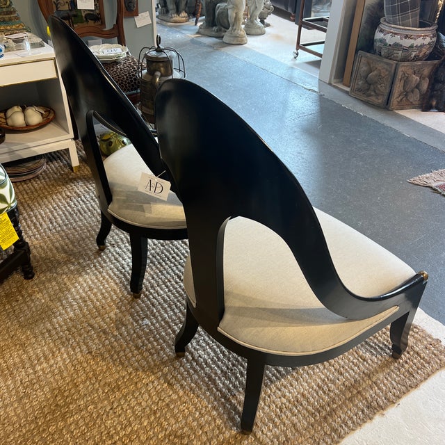 Ebonized Regency Style Spoon Back Slipper Chairs Attributed to Michael ...