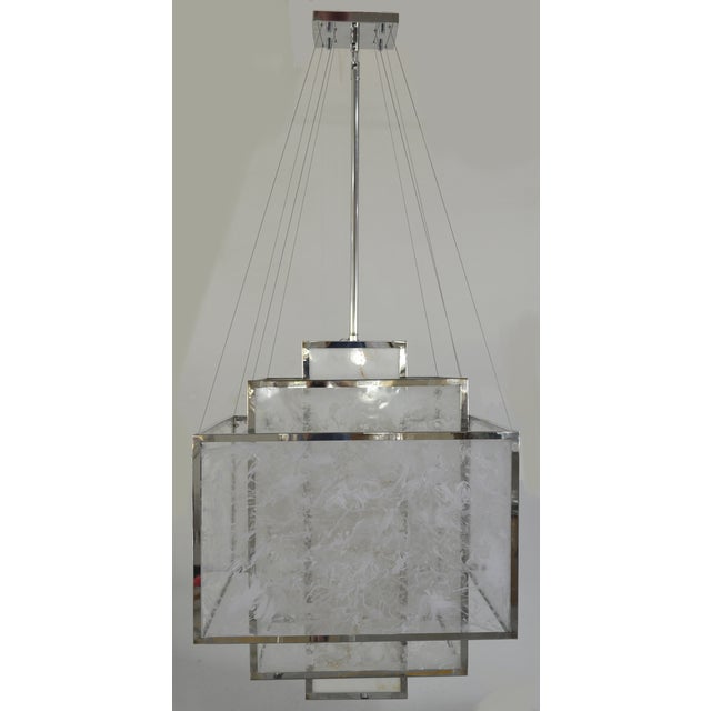 Custom Alabaster and Trapped Clouds Finish Chandelier | Chairish