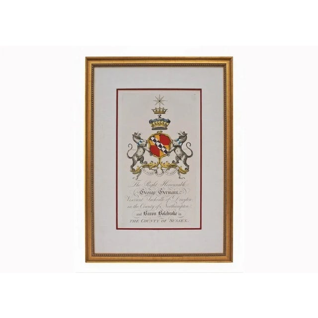 19th Century Armorial Engraving Framed Coat of Arms Entryway Wall Art ...