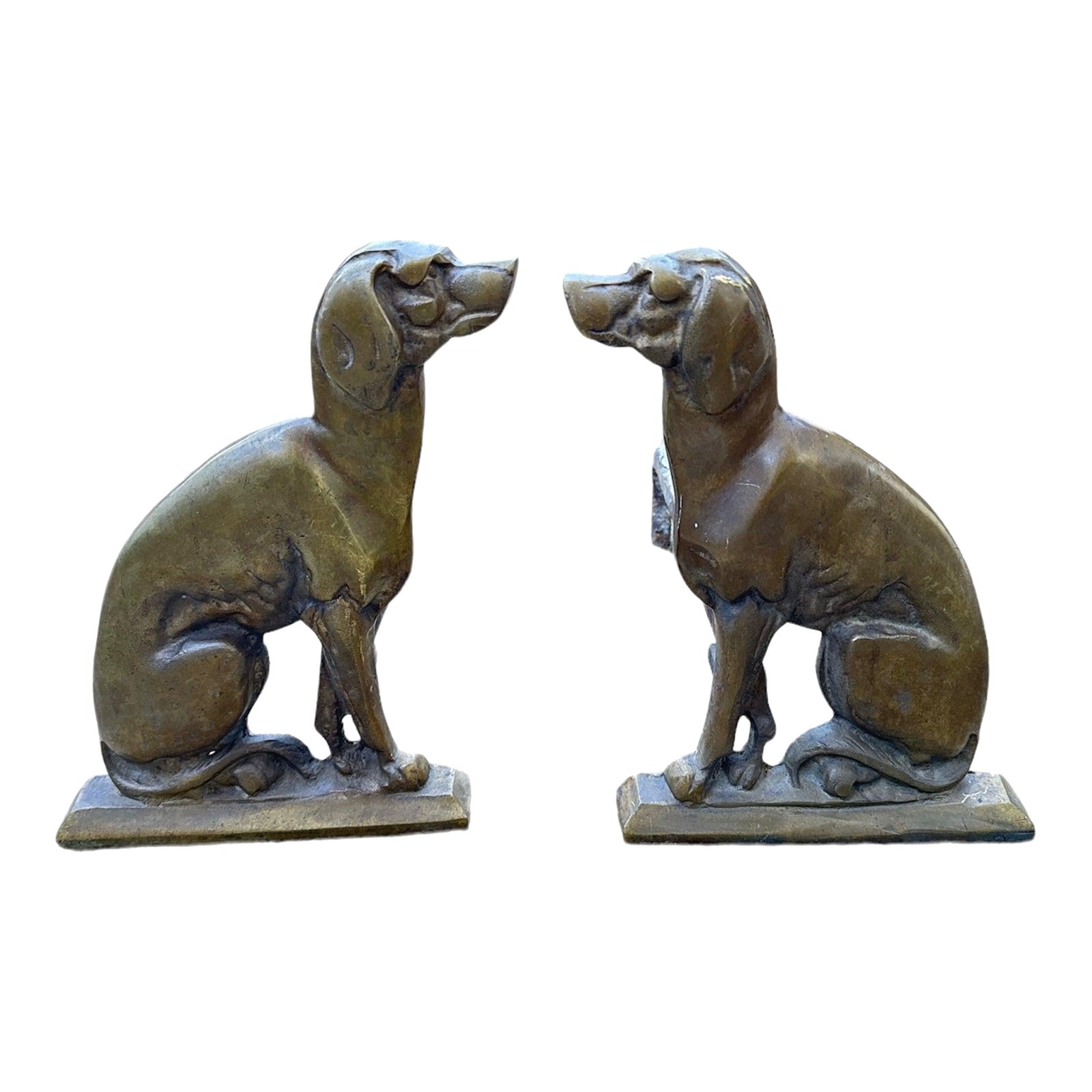 Brass Dog Andirons | Chairish