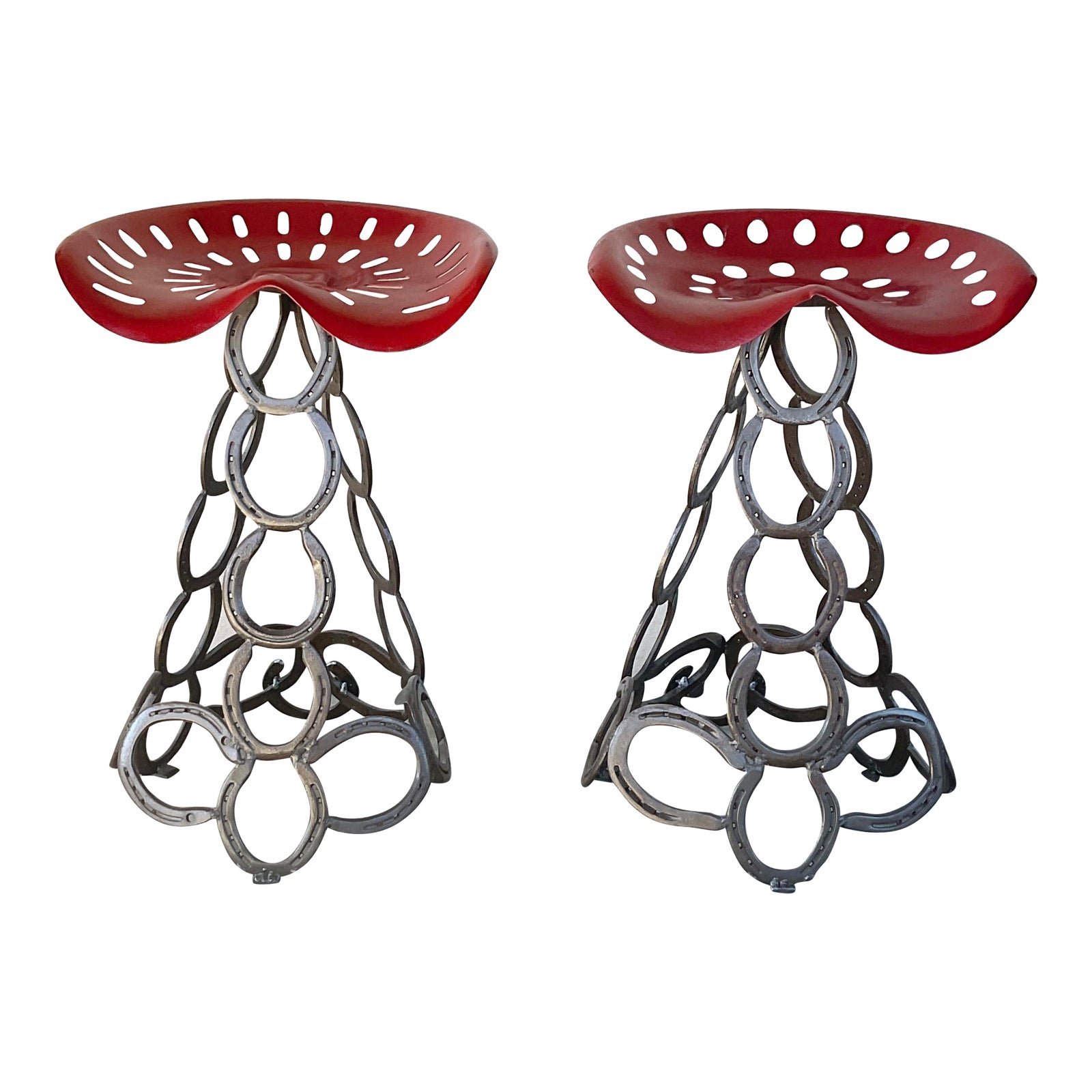 Tractor Seat With Horseshoe Base Counter Height Stools - a Pair | Chairish
