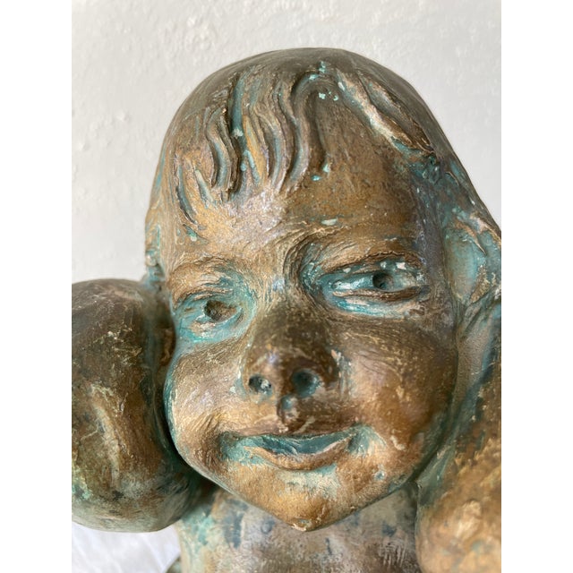 Vintage Traditional Ceramic Clay Sculpture of a Child by Artist p.j ...