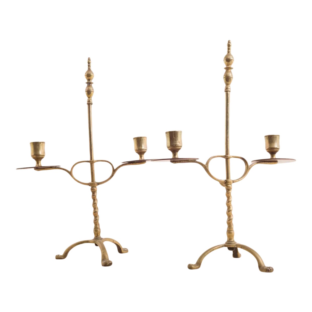 Circa 1750 Brass Candlesticks, a Pair | Chairish