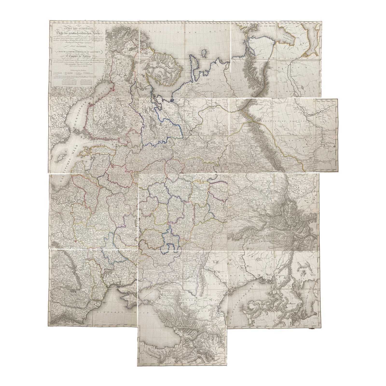1812 Large Wall Map of Napoleonic Campaign in Russia | Chairish